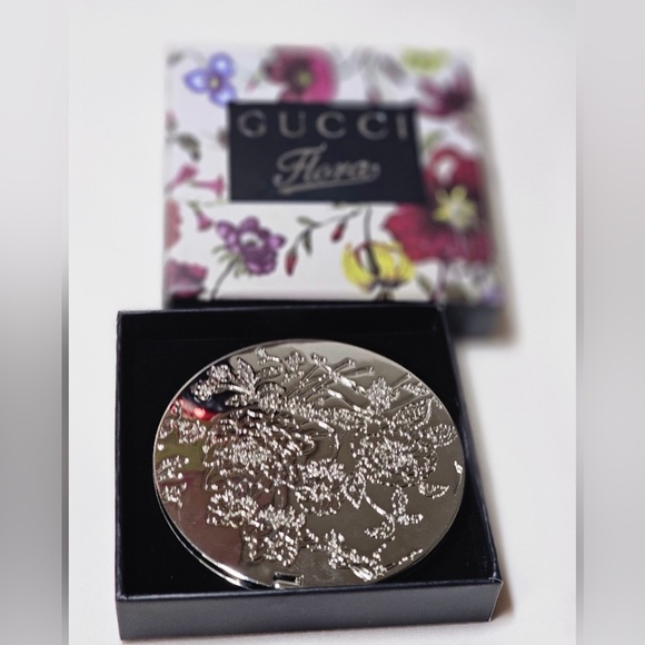 Gucci | Accessories | Gucci Silver Floral Compact Mirror | Poshmark